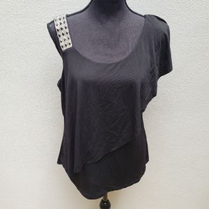 Belldini | Tops | Belldini Black Jeweled Shoulder Dress Up Blouse ...